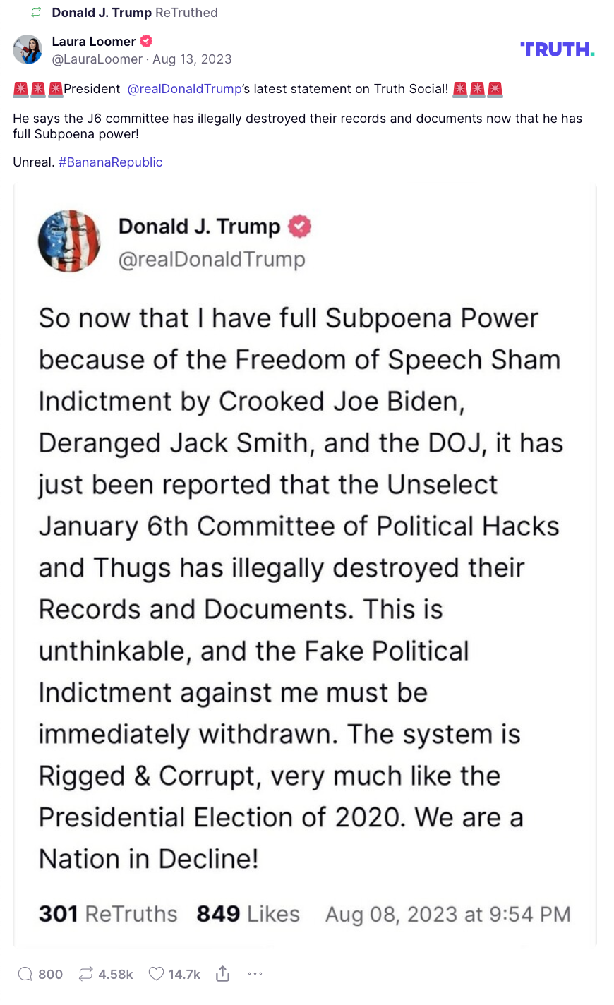 Trump Shared Laura Loomer and Her Content a Whopping 101 Times on Truth ...