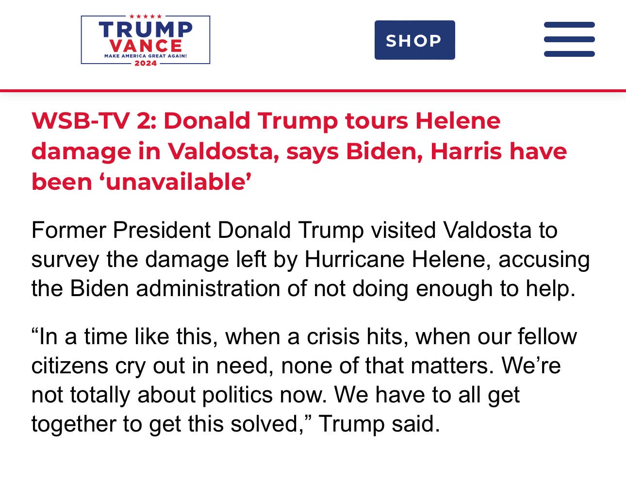 Oops! Trump Campaign Links to Article Debunking Hurricane Claims ...