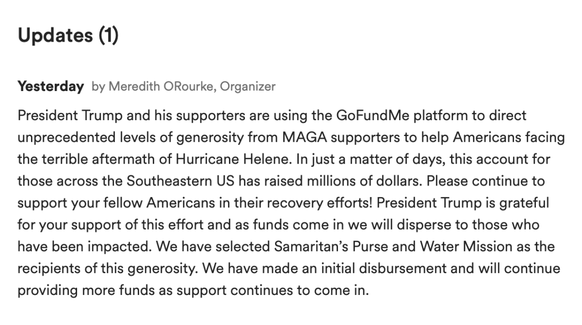 Trump's GoFundMe Now Lists Charities, But Fails to List Amounts Donated ...
