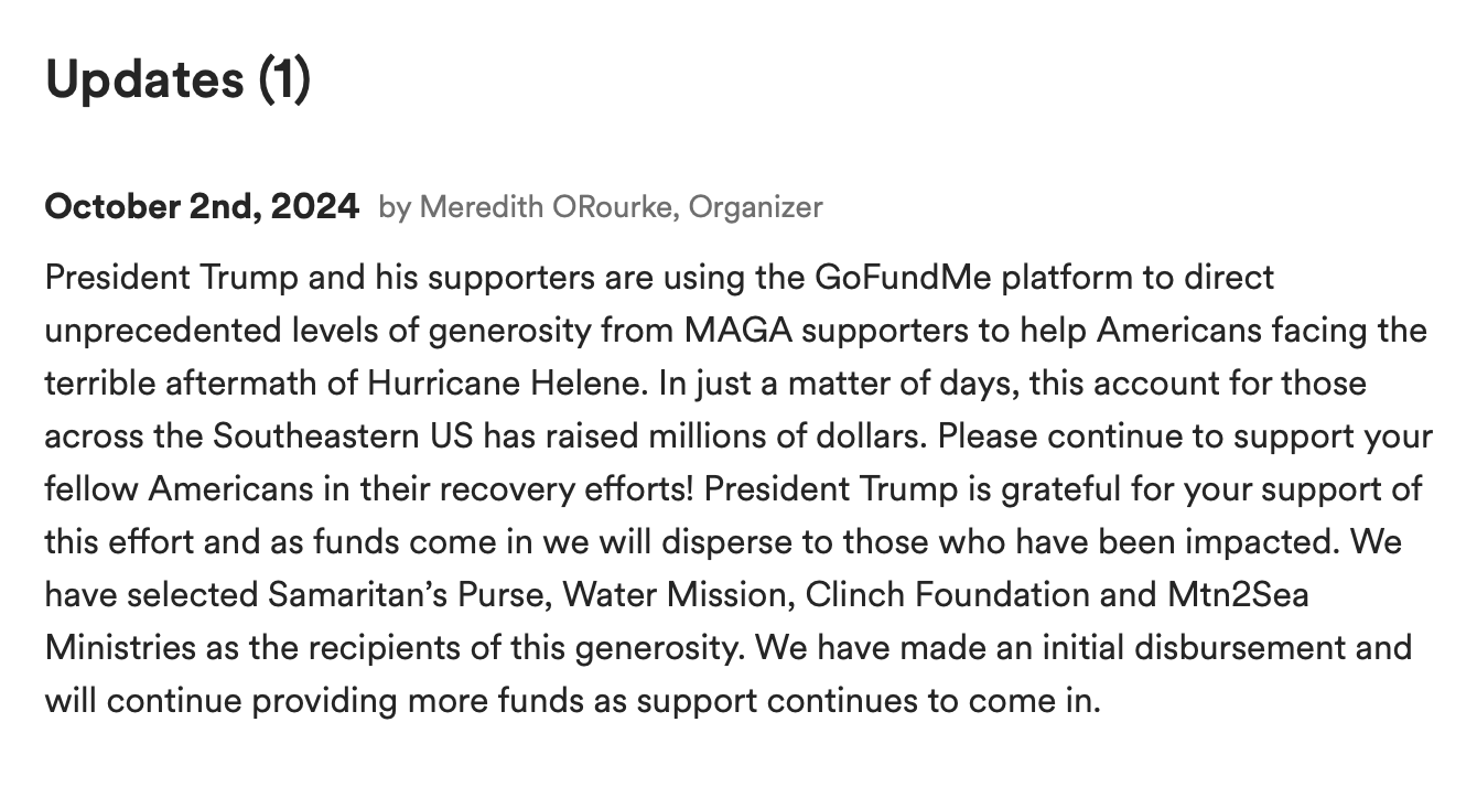 Trump's GoFundMe Now Lists Charities, But Fails to List Amounts Donated ...