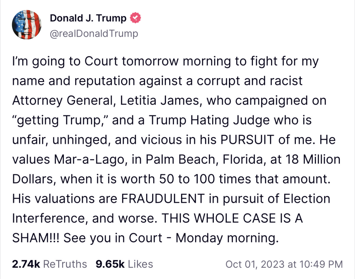 Trump Calls on Judge Engoron and NY AG Letitia James to Resign ...