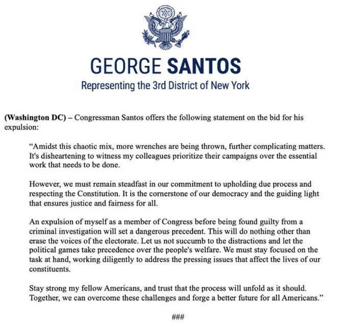 Santos: "Fascist, Anti-American" Republicans Want to Expel Me ...