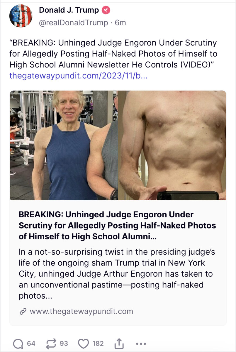 Trump Complains About Judge Engoron's Jacked Before and After Body Pics ...