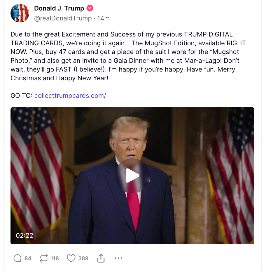 Trump Launches Arrest-Worn Suit and "Mugshot Edition" Trading Cards ...
