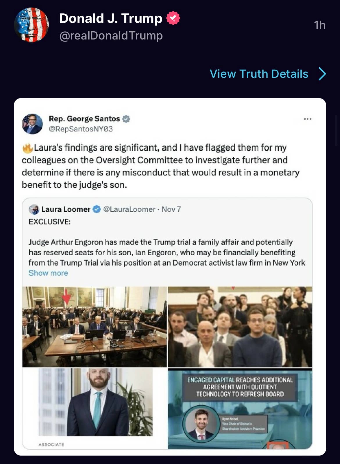 Trump Posts Tweet from George Santos Attacking Judge's Family ...