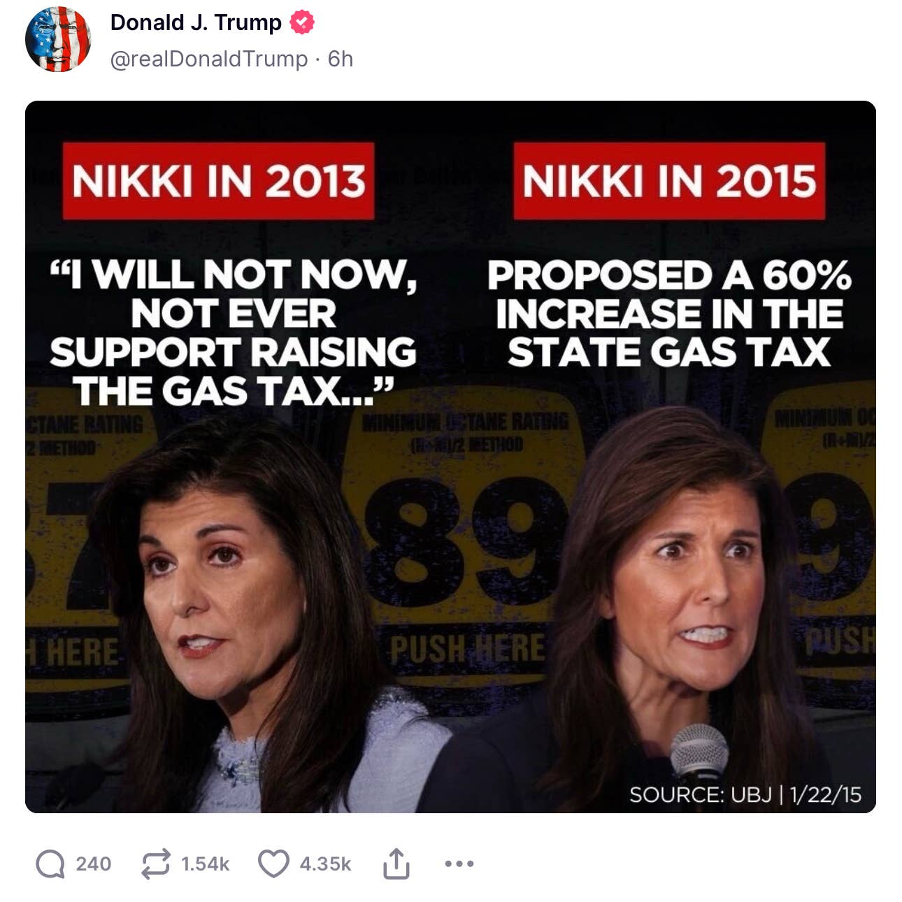 Trump Posts Nikki Haley Hillary Clinton Face Blend Meme In Late Night