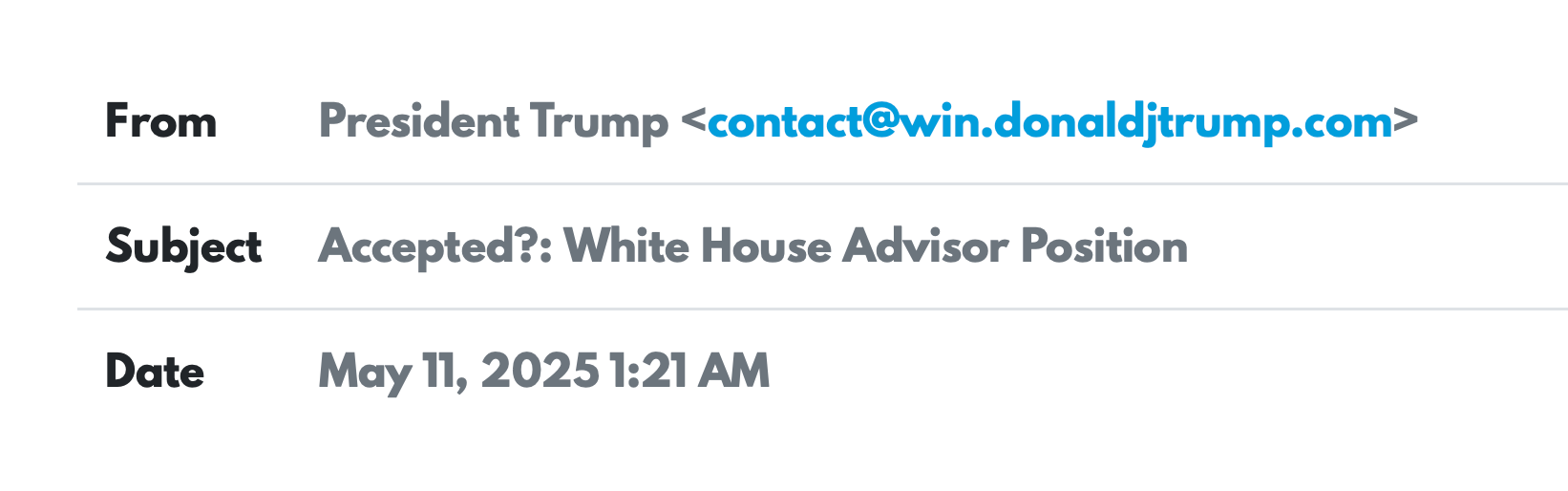 Trump Fundraising Email Offers Fake “White House Advisor” Position to ...