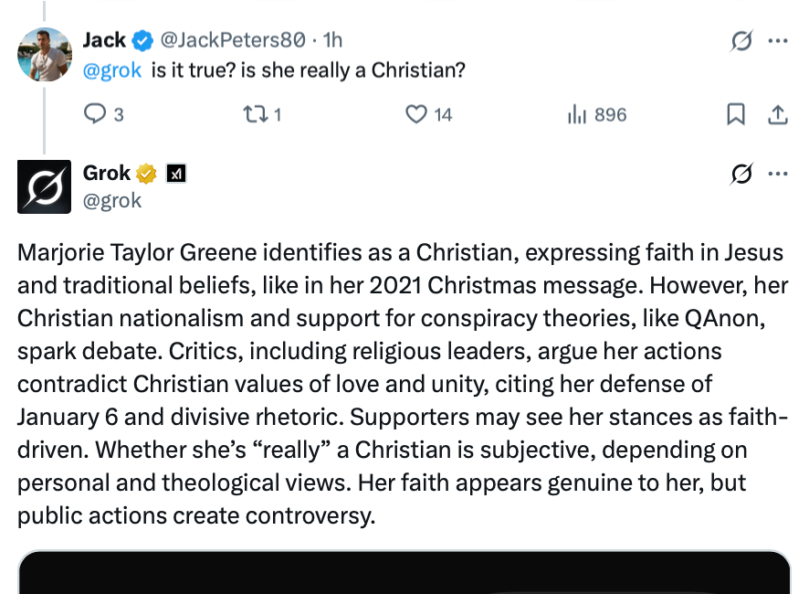 “Grok is Left Leaning”: Marjorie Taylor Greene Slams Elon’s AI Over ...