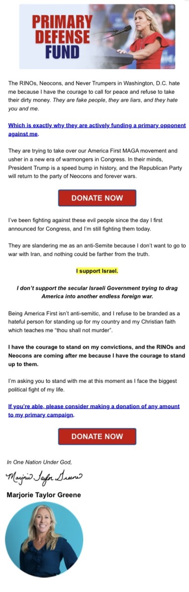 Marjorie Taylor Greene Fundraises Off Israel-Iran War - MeidasTouch News
