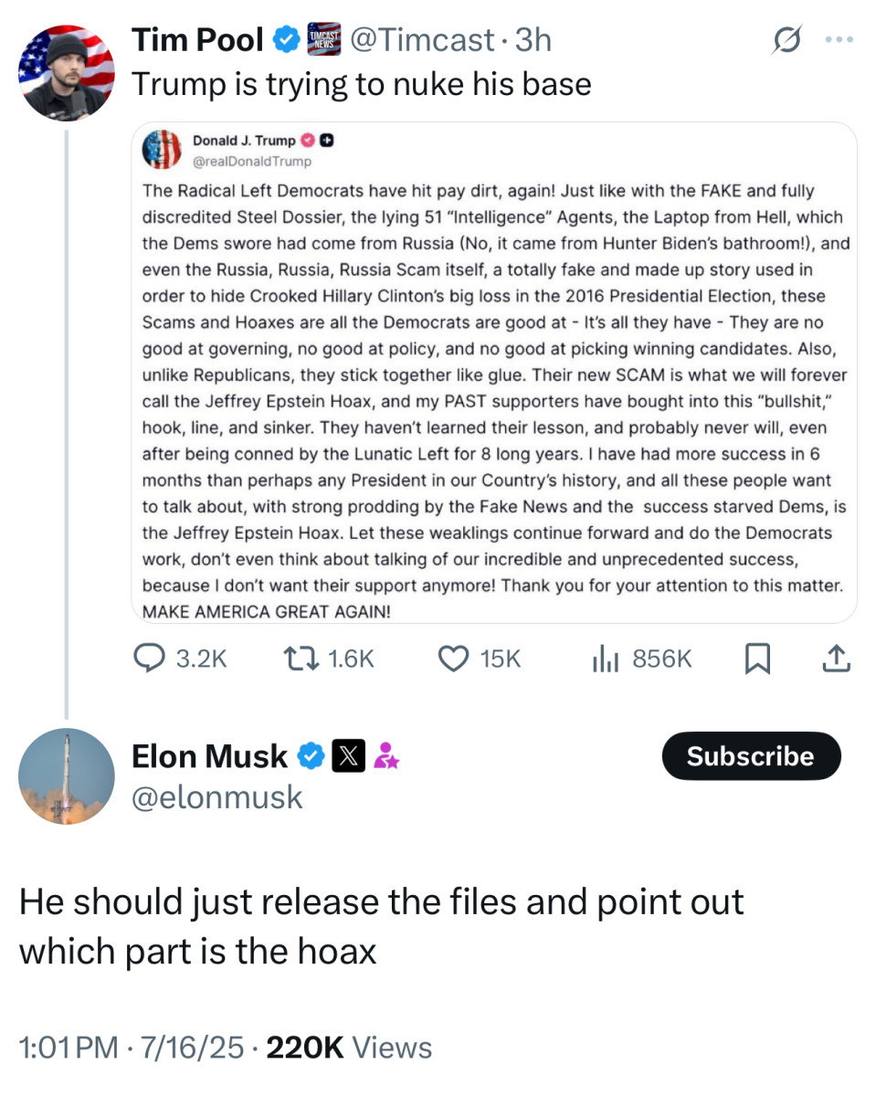 15 More Tweets: Elon Musk Continues to Blast Trump's Epstein Cover-Up ...