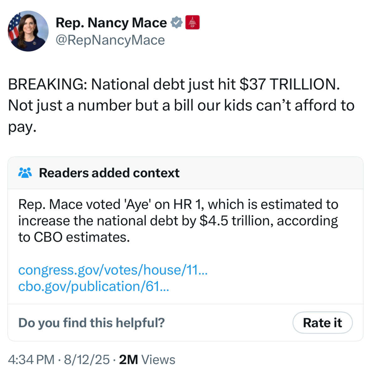 Nancy Mace’s Debt Alarm Tweet Backfires - MeidasTouch News