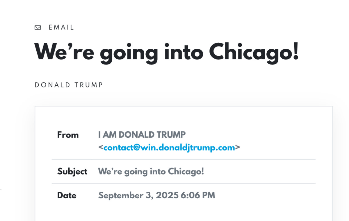 Trump Fundraising Email Announces Chicago National Guard Deployment ...