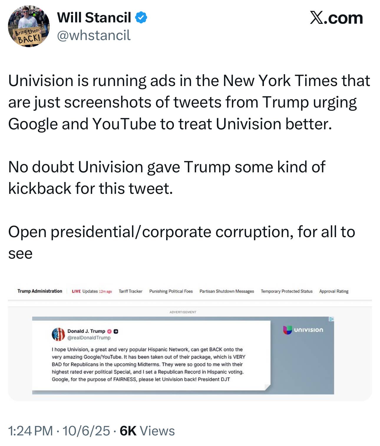 Univision Amplifies Trump’s Praise in Paid Ads on His Platform ...