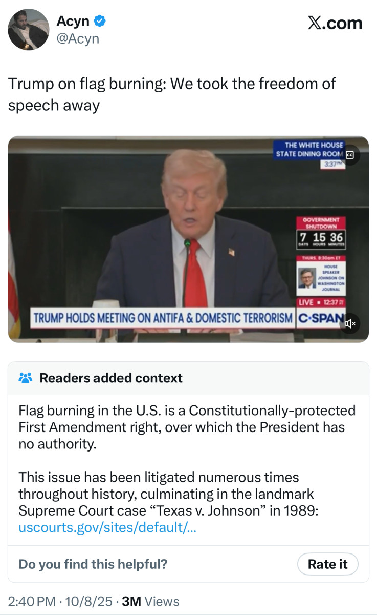 Trump Slapped With Community Note Over Flag Burning - MeidasTouch News