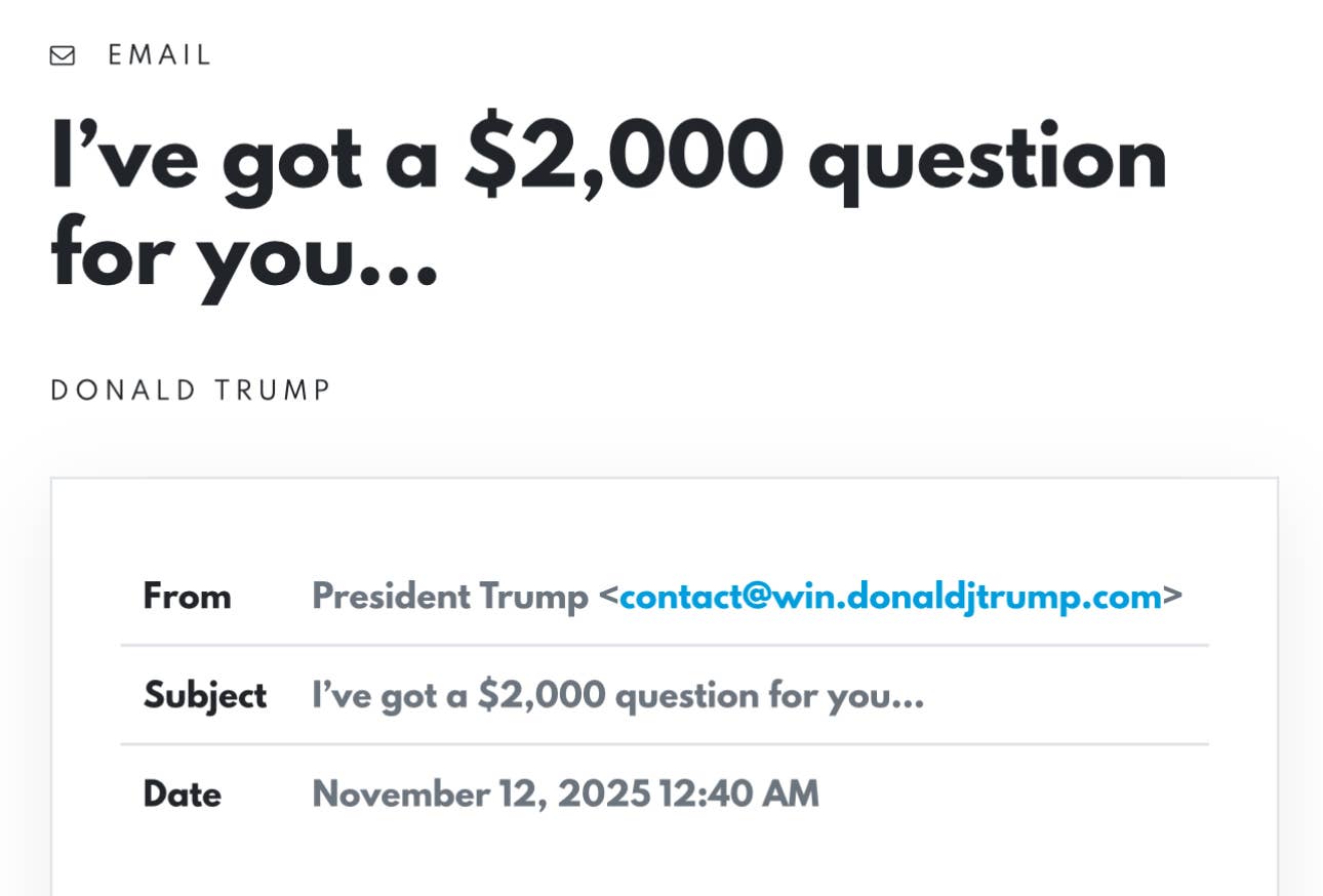Trump Teases Signed $2,000 “Tariff Rebate Checks” in New Fundraising ...