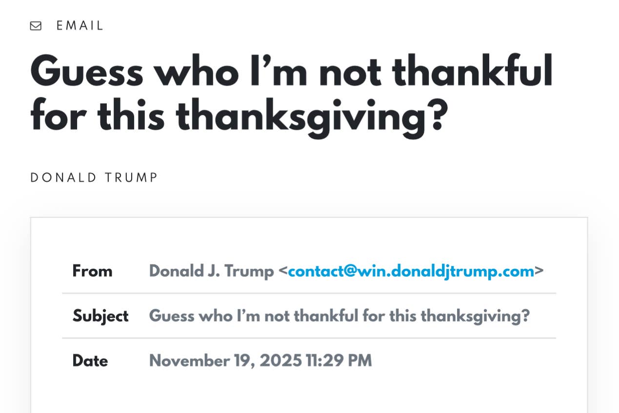 Trump Warns of Impeachment in Thanksgiving Themed Fundraising Email ...