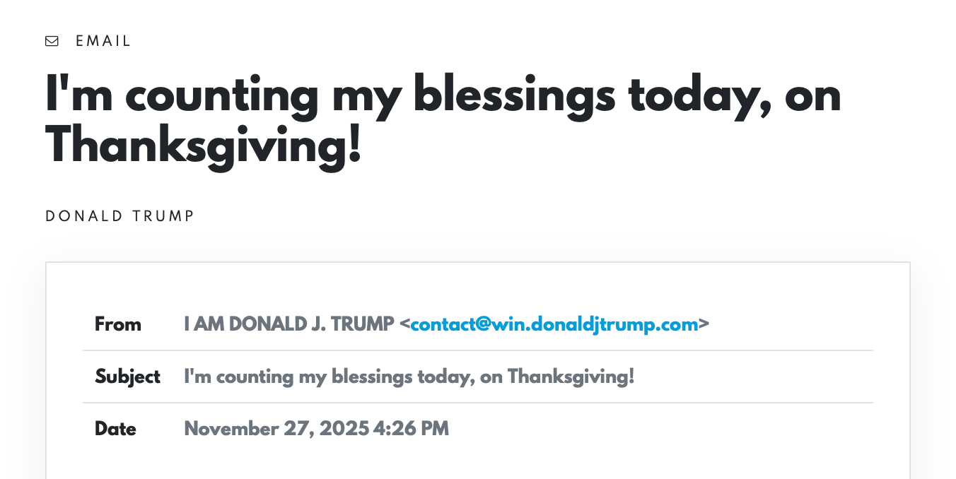 "Do You Love Me?"— Trump Asked for Cash In Bizarre Thanksgiving Email ...
