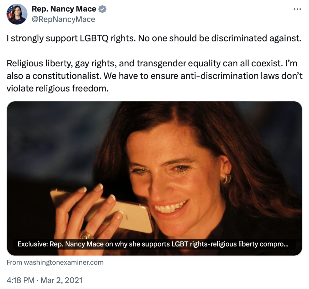 Nancy Mace Co-Sponsored a Transgender Rights Bill in 2021 - MeidasTouch ...