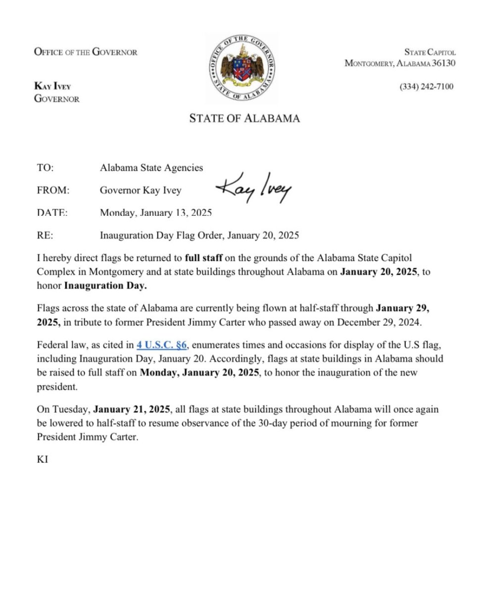 Alabama Governor Raises Flags During Trump Inauguration - MeidasTouch News