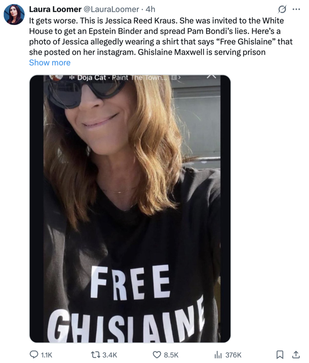 Confirmed: White House Gave Epstein Binder to Supporter Who Wore "Free ...