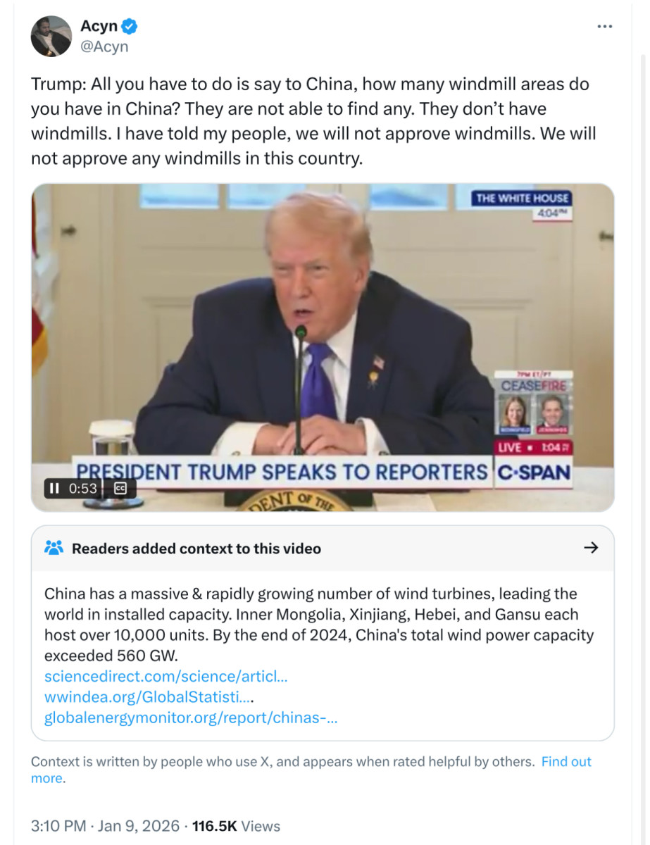 Community Note Blows Away Trump’s Wind Turbine Claims - MeidasTouch News
