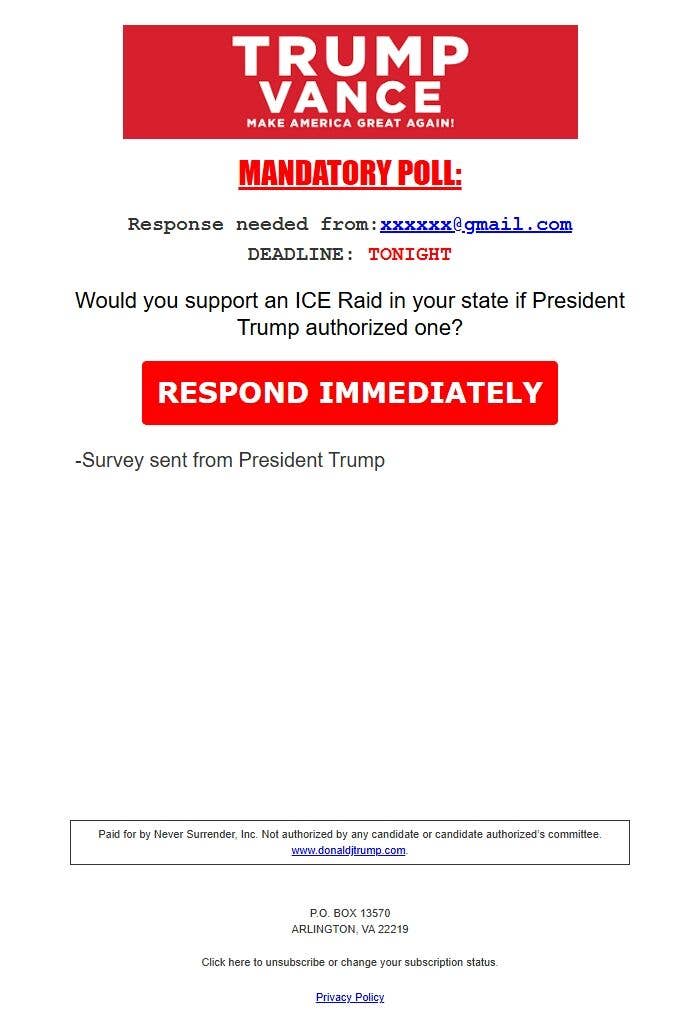 Trump–Vance Email Invites Donors to Endorse ICE Raids in Their State ...