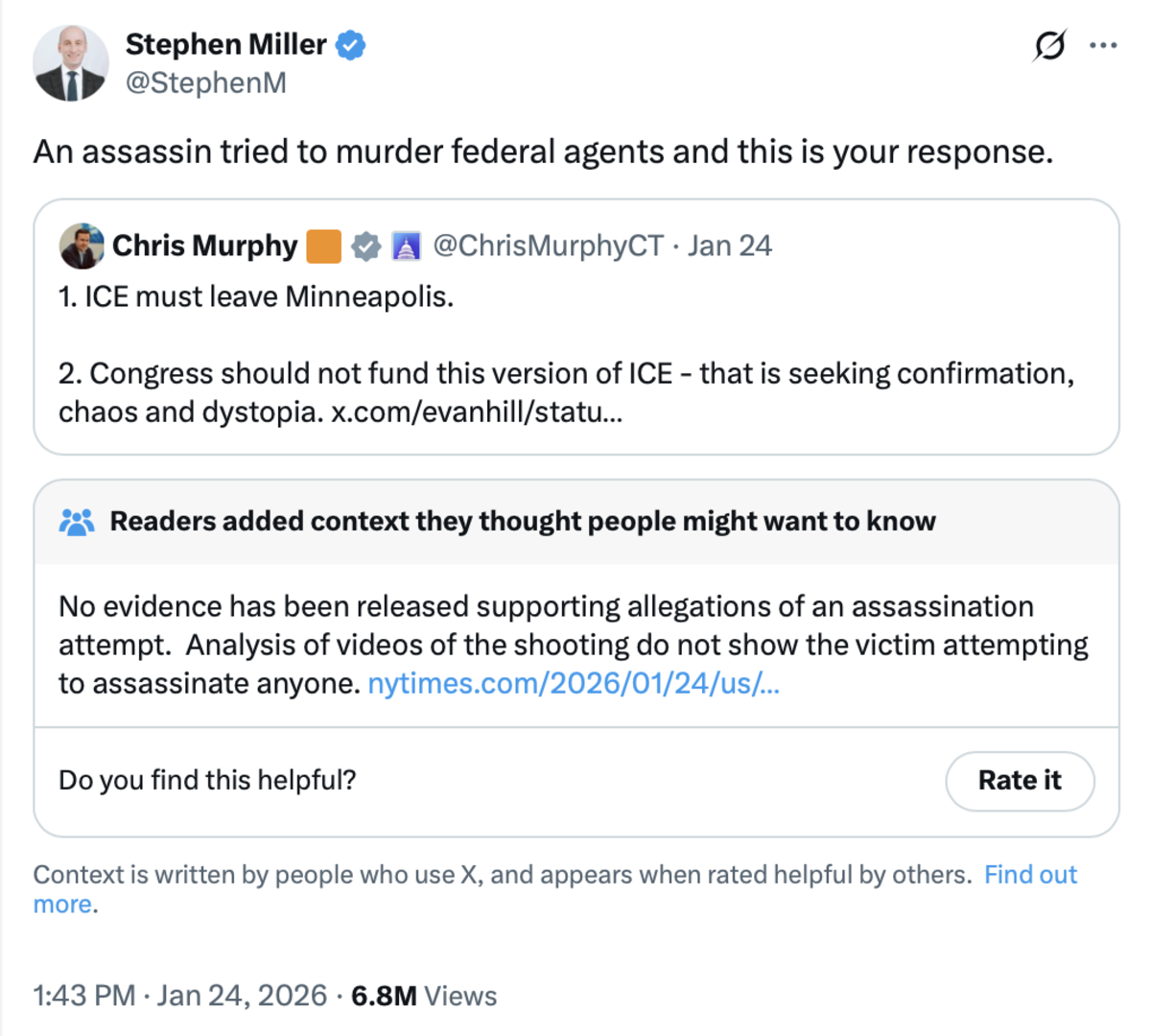 Stephen Miller Slapped With Community Notes After Smearing VA Nurse ...